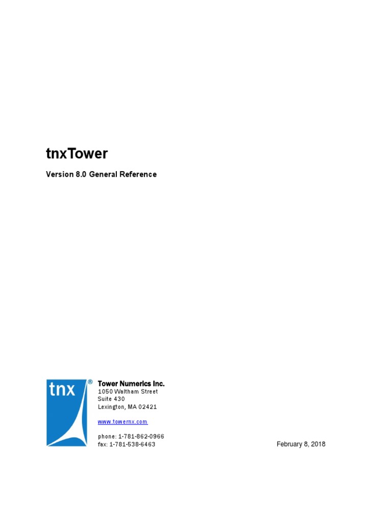 Tnxtower: Version 8.0 General Reference | PDF | Technical Support | License