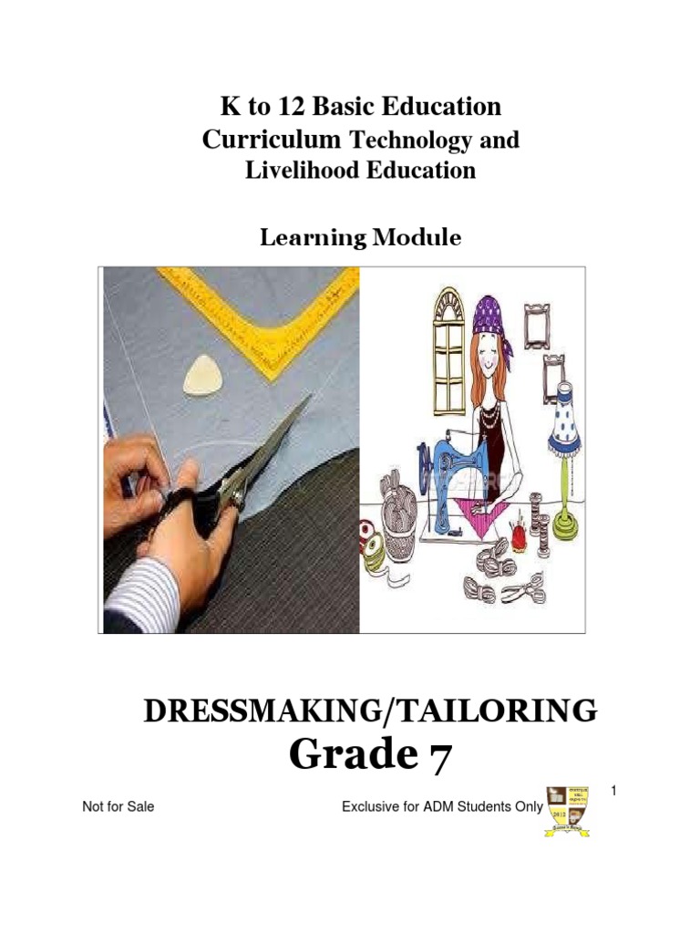 Grade 7: Dressmaking/Tailoring | PDF | Sewing Machine | Sewing