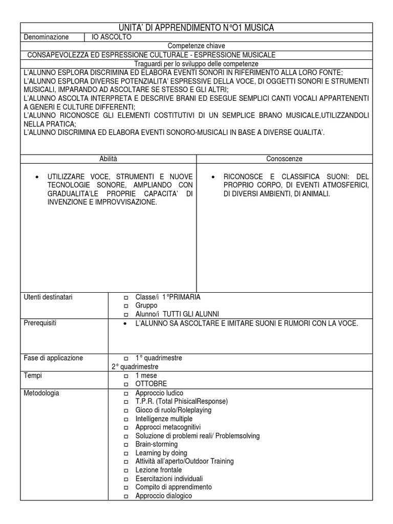 Uda Musica Classe I | PDF