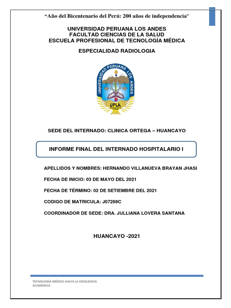 Informe Final Del Internado Brayan Ok | PDF | Ct Scan | Radiología