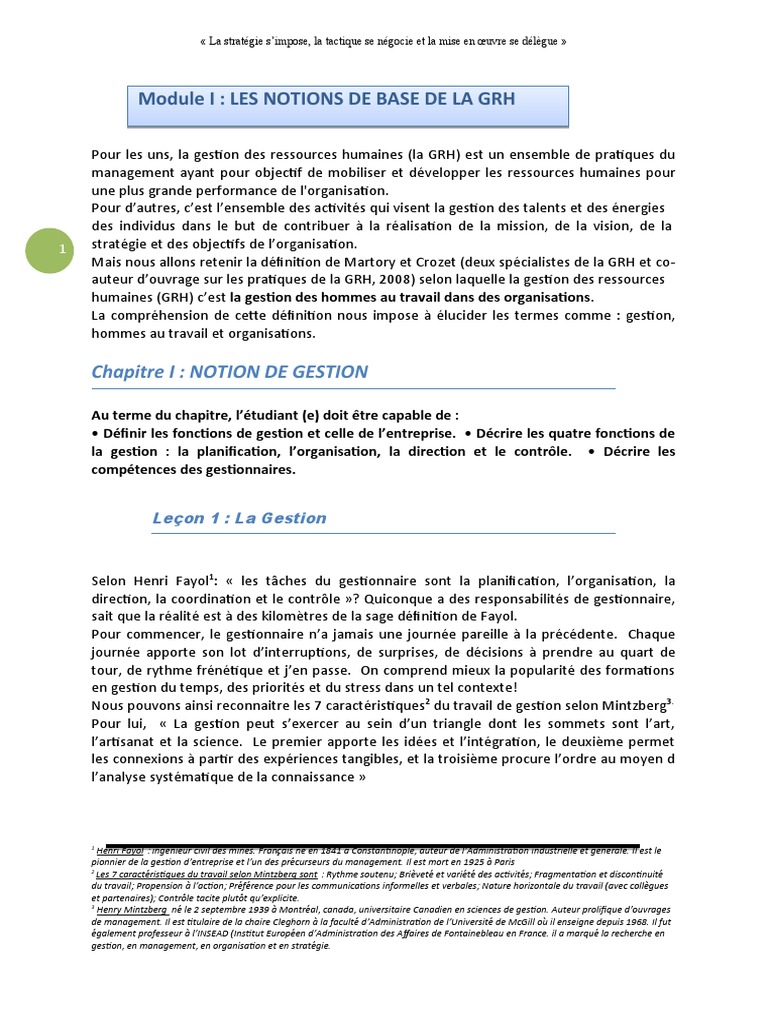 Module I Les Notions de Base de La GRH C | Unduh gratis PDF | Gestion des ressources humaines ...