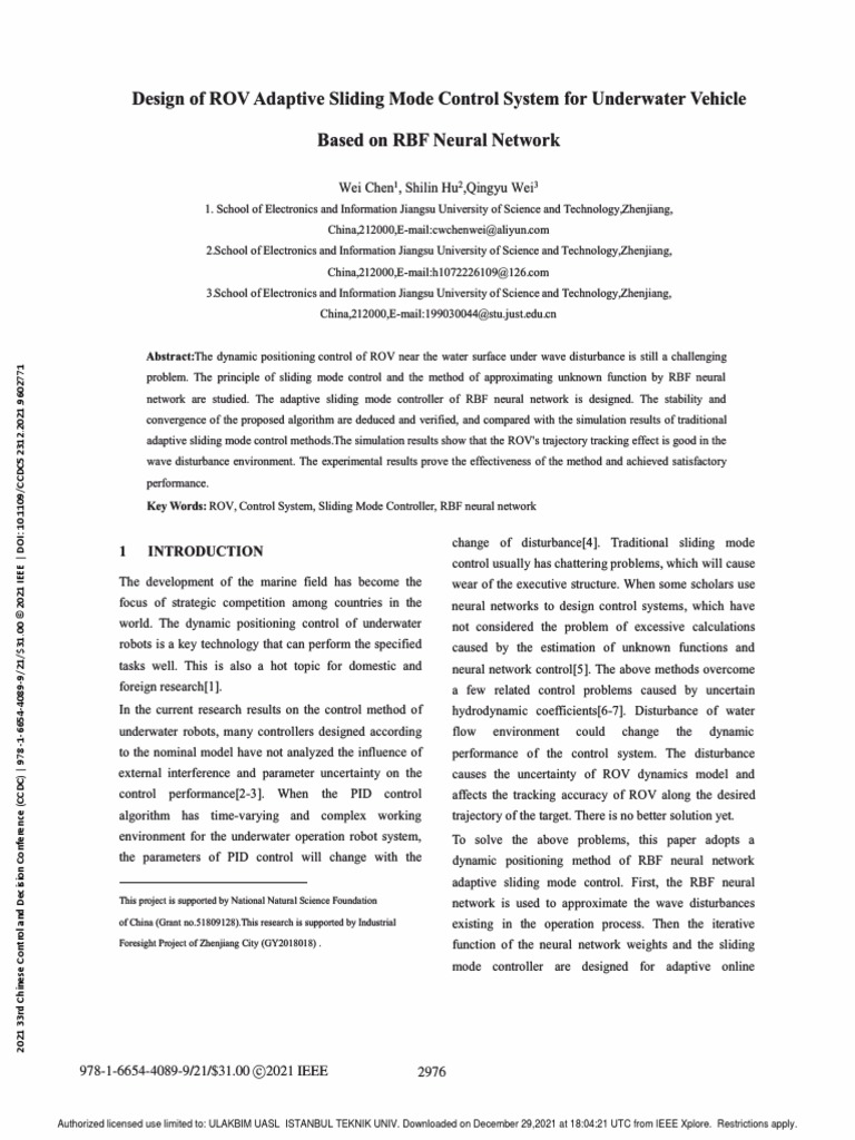 Design of ROV Adaptive Sliding Mode Control System For Underwater ...