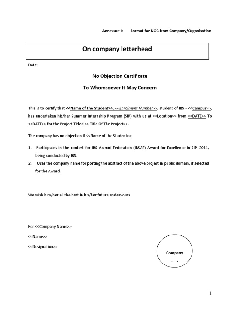 Format of NOC | Business | Prueba gratuita de 30 días | Scribd