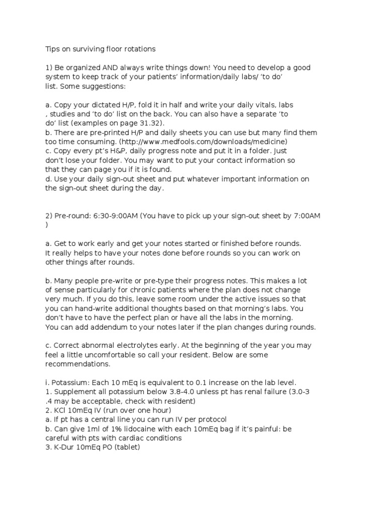 Tips On Surviving Floor Rotations | PDF | Autopsy | Palliative Care