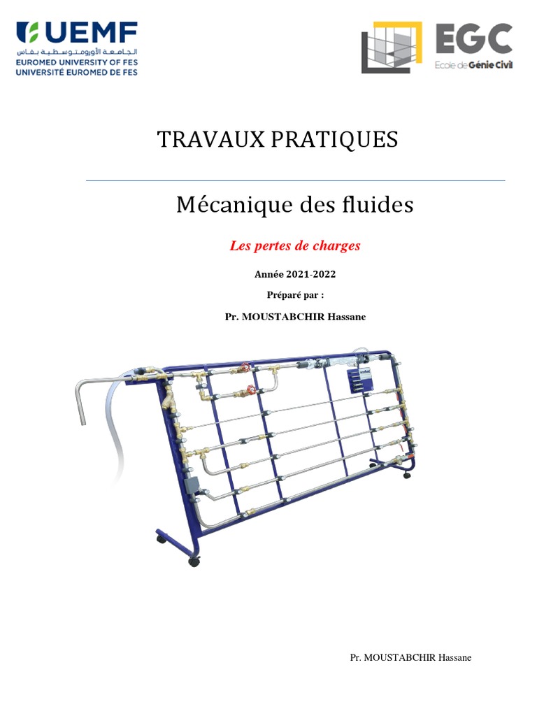 TP - Perte de Charge | PDF | Écoulement laminaire | Pression