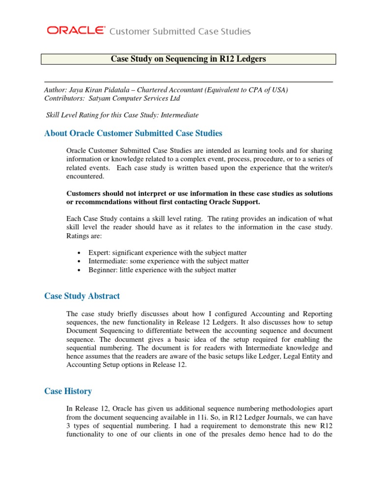 R12 Sequencing in Ledgers | PDF | Sequence | Case Study