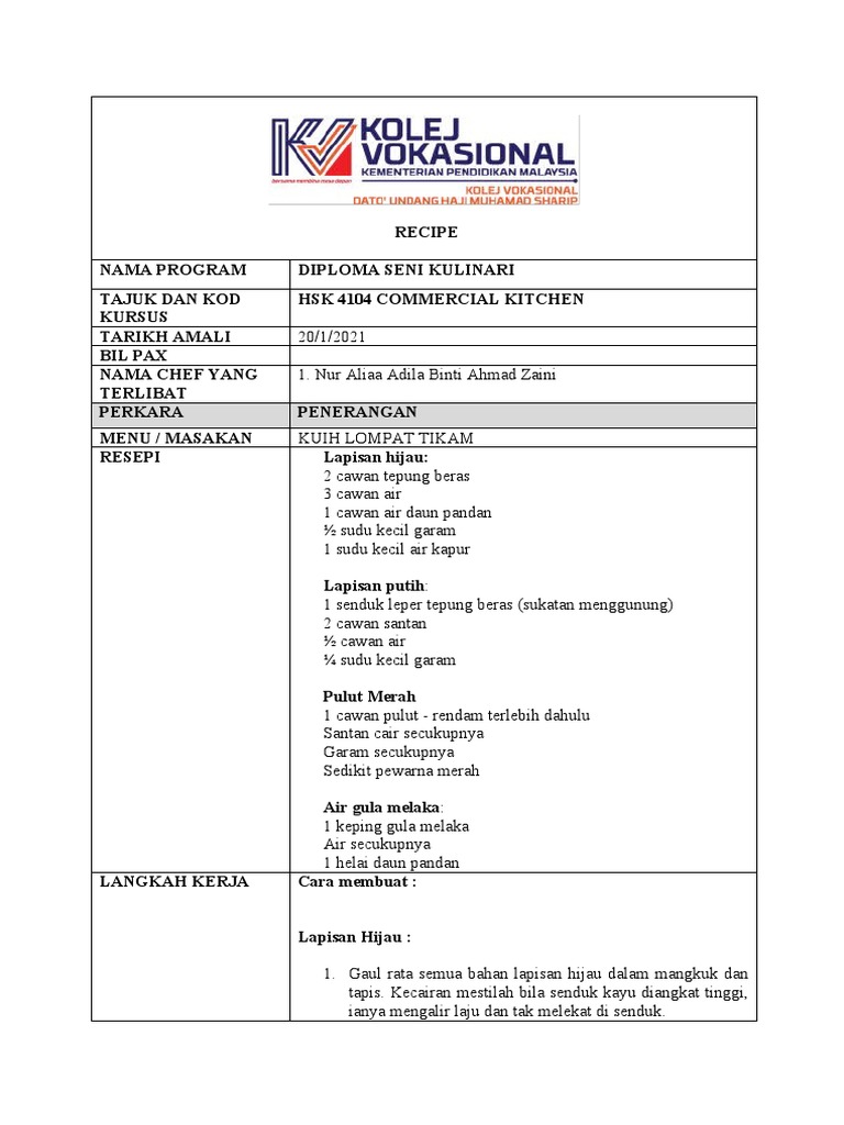 Resipi Standard Cod | PDF