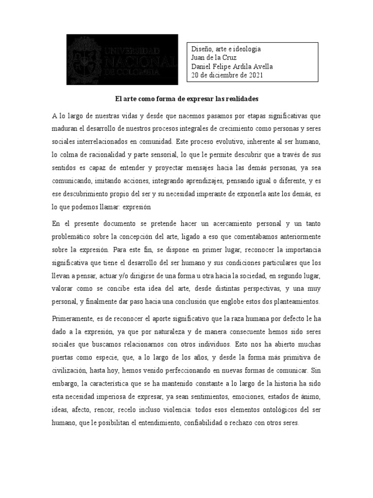 Ensayo - Daniel Ardila | PDF | Las emociones | Creatividad