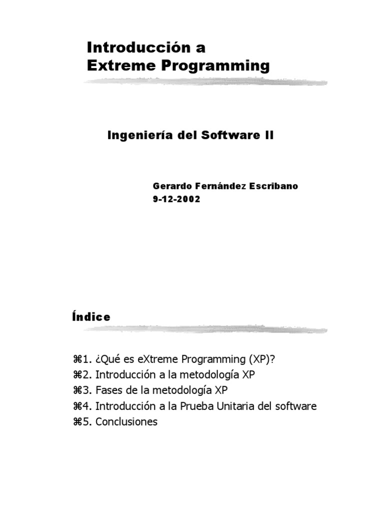 Introducción a eXtreme Programming (XP) | PDF | Software | Ingeniería ...