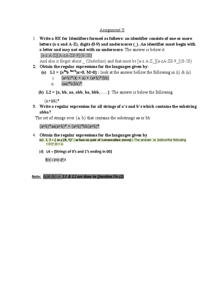 Write A Regular Expression For All Strings of A | PDF