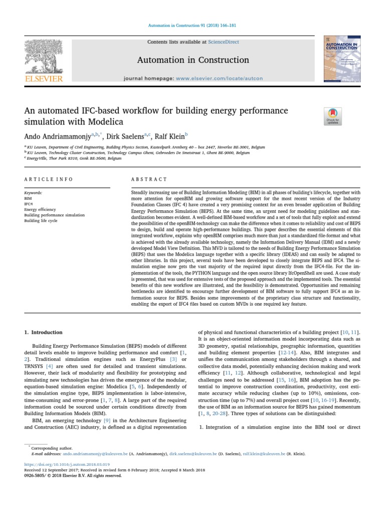 An Automated IFC-based Workflow | PDF | Building Information Modeling | Simulation
