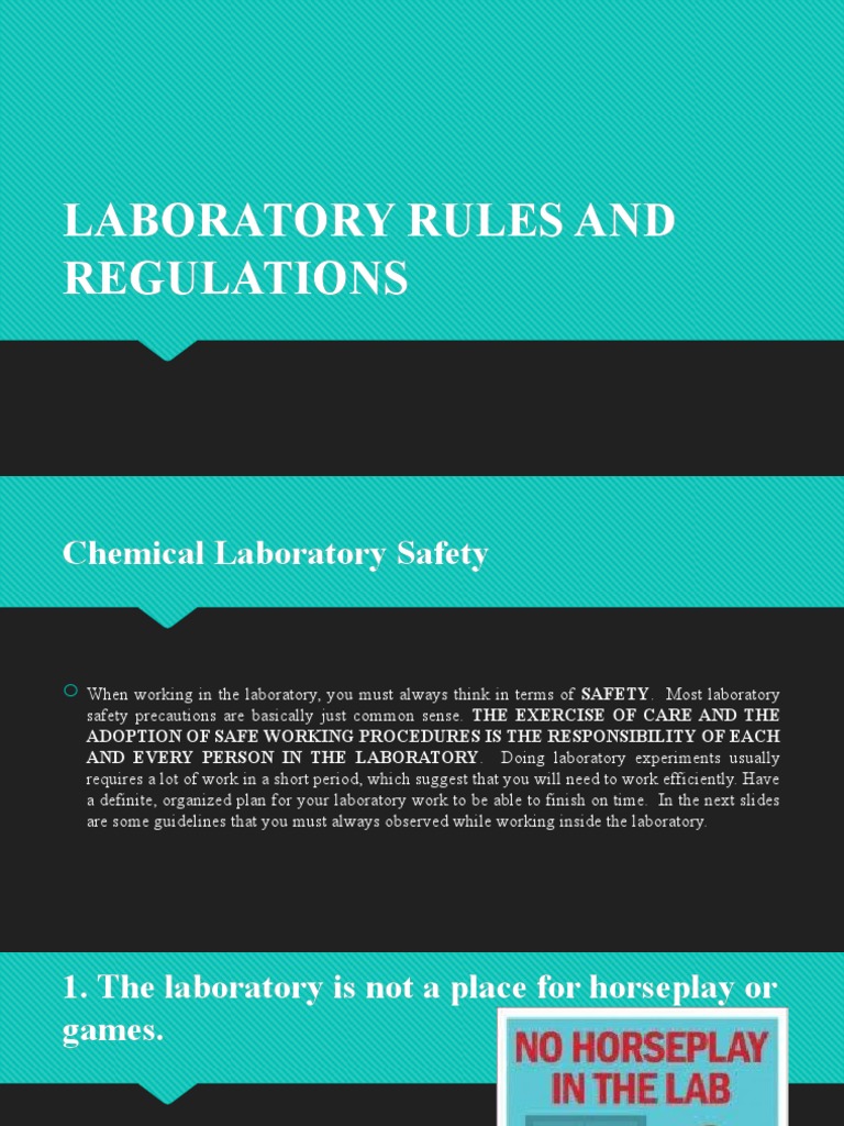 Laboratory Rules and Regulations | PDF | Personal Protective Equipment ...