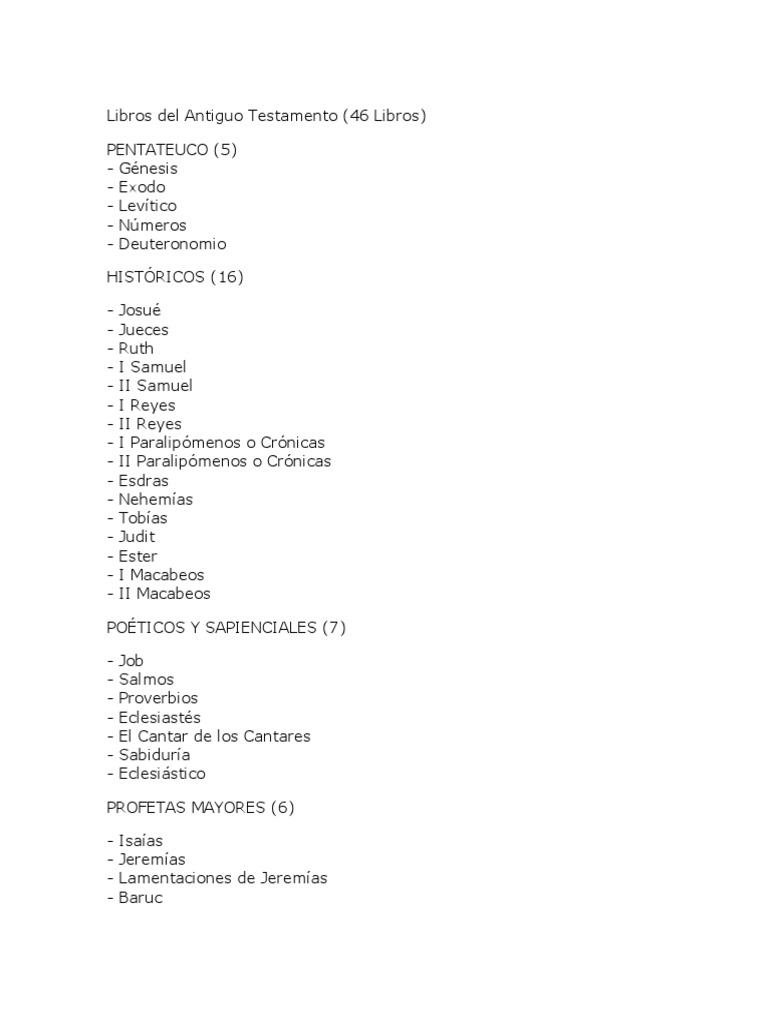 Nombres de los 46 libros del Antiguo Testamento | PDF | Religión y ...