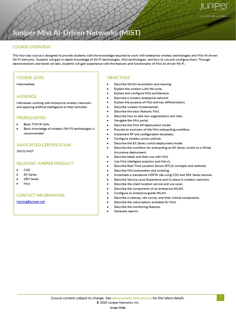 Juniper Mist Ai Driven Networks Mist Pdf Wireless Lan Wi Fi