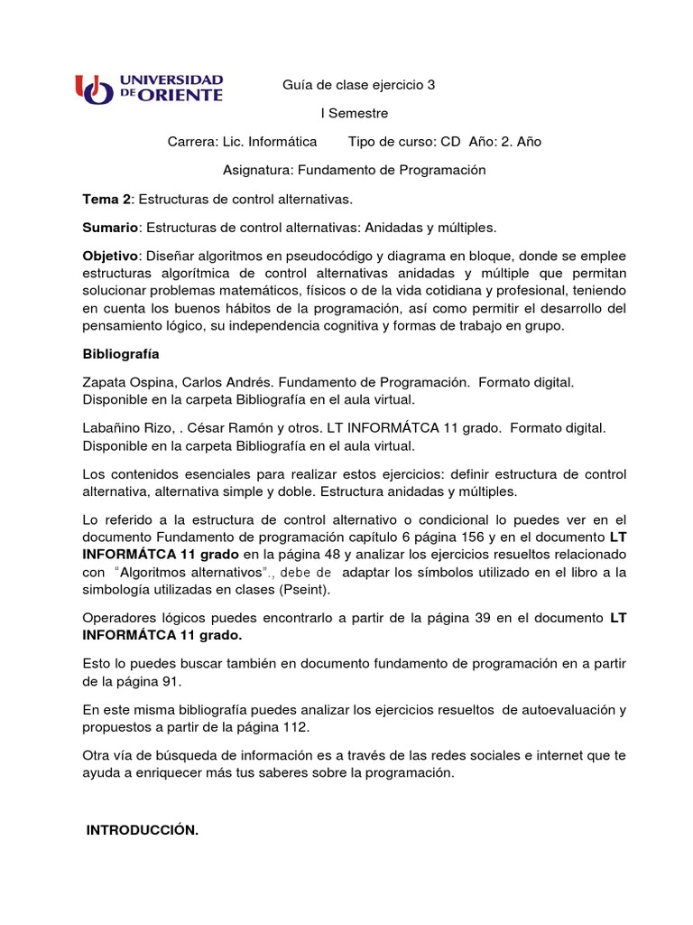 Estructuras de control alternativas | PDF | Programación de ...