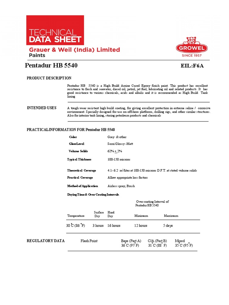 Pentadur 5540 (F6A) | PDF | Paint | Materials