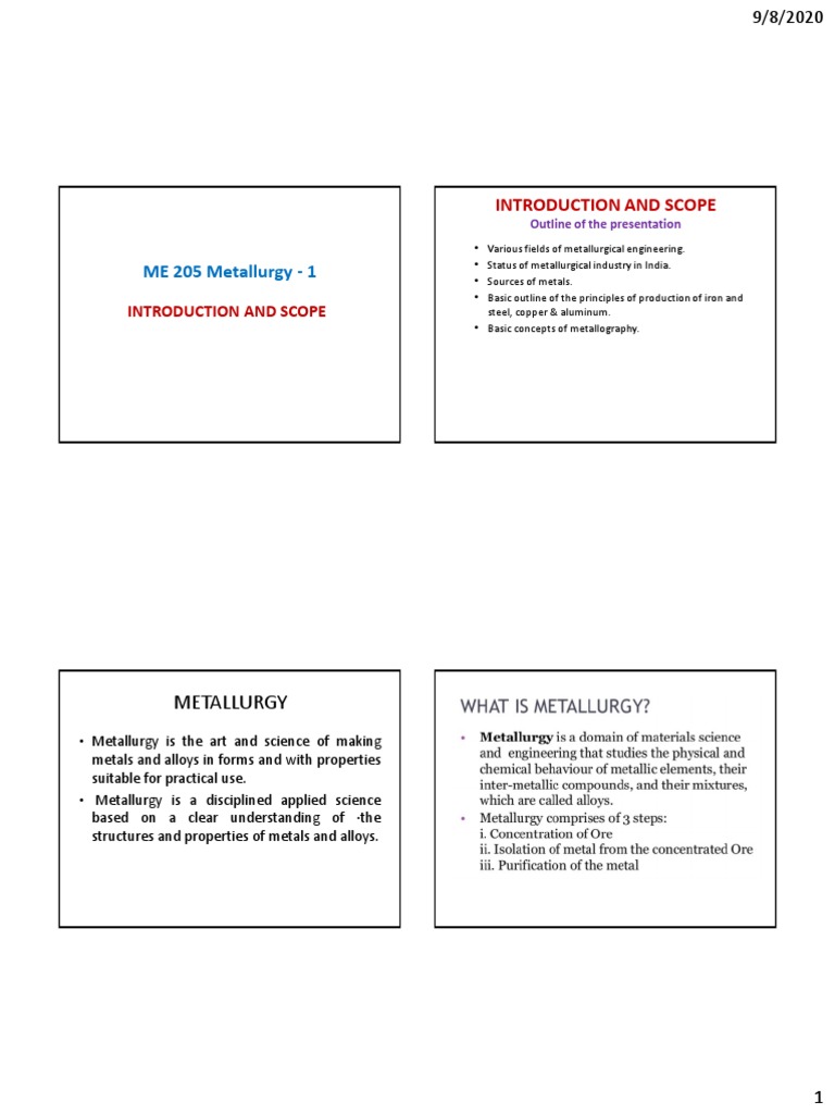 ME 205 Metallurgy - 1: Introduction and Scope | PDF | Technology ...