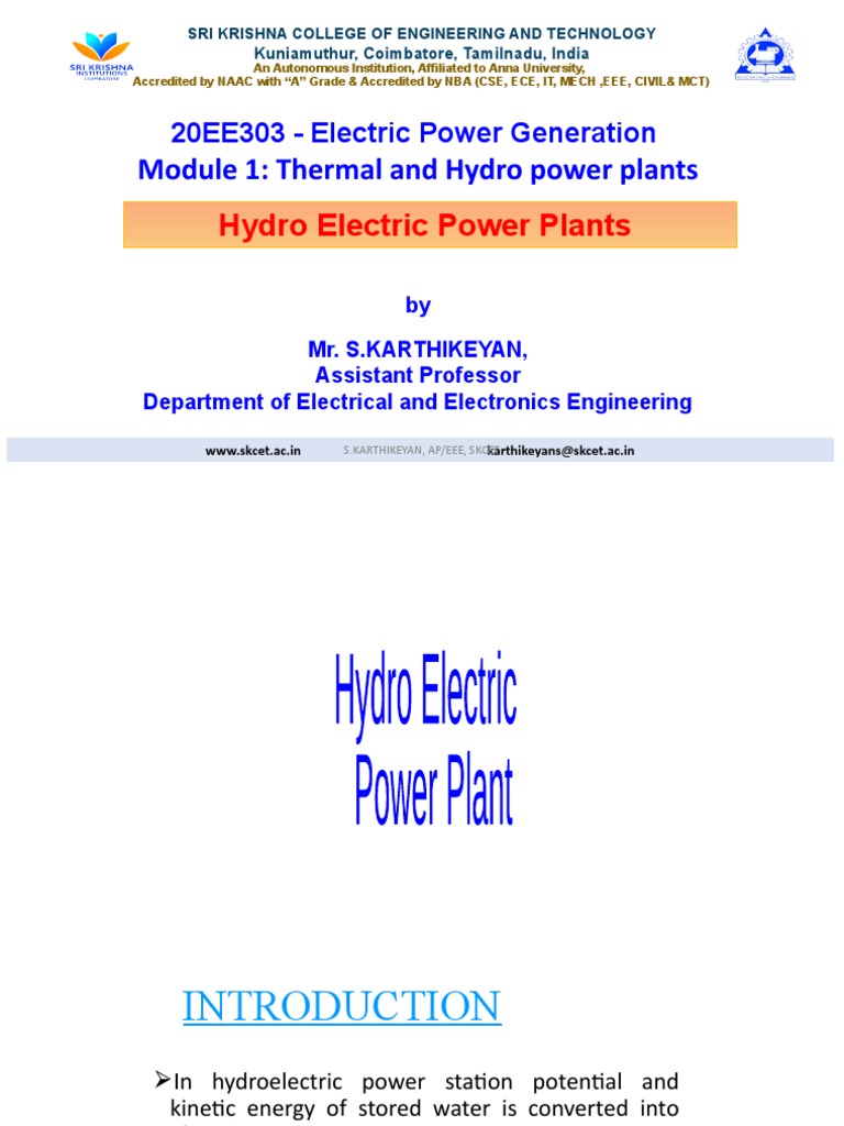 1.4 Hydro Electric Power Plants | PDF | Hydroelectricity | Power Station