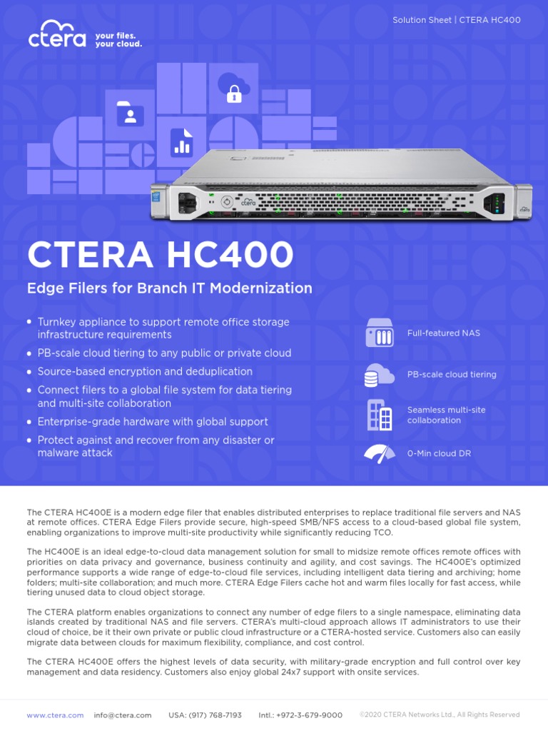 CTERA HC400 Datasheet | PDF | Cloud Computing | File System