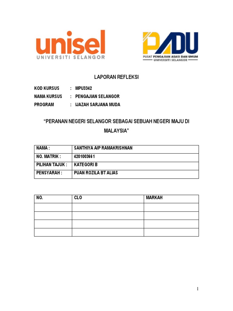 CONTOH 2 Selangor Maju Report Assignment | PDF