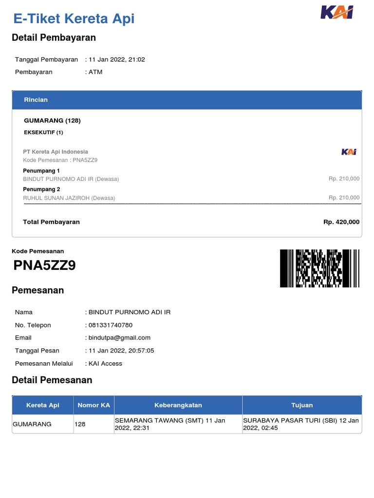 Pembayaran E-Tiket Kereta Api | PDF
