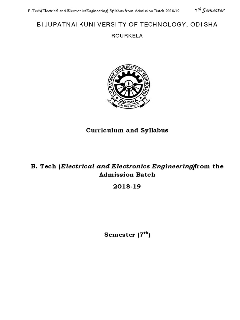 B.Tech EEE 7th Sem 2018-19 Admission Batch | PDF | Mosfet | Electronic ...