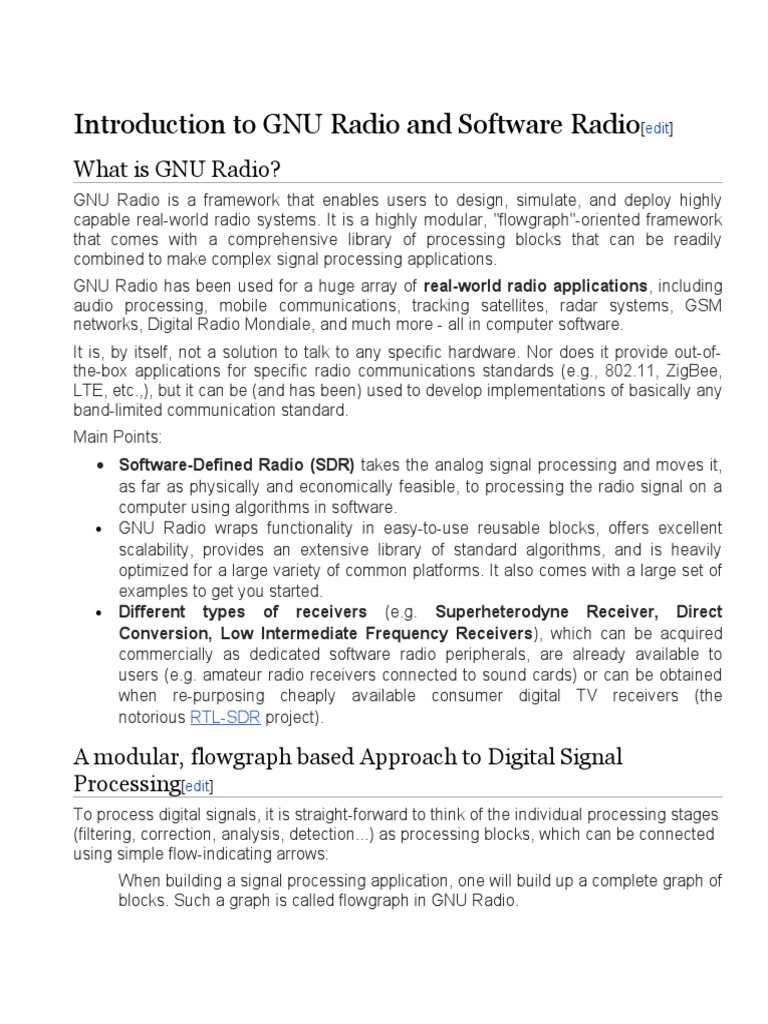 Introduction To GNU Radio and Software Radio | PDF | Frequency Modulation | Software Defined Radio