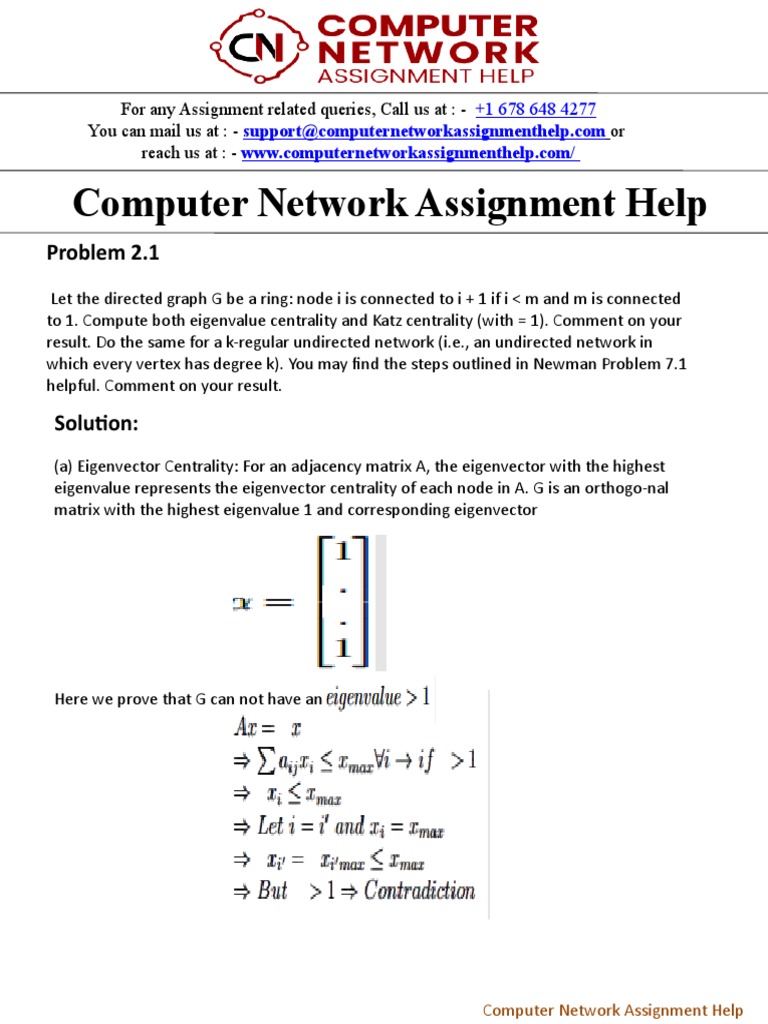 Computer Network Assignment Help | PDF | Eigenvalues And Eigenvectors ...