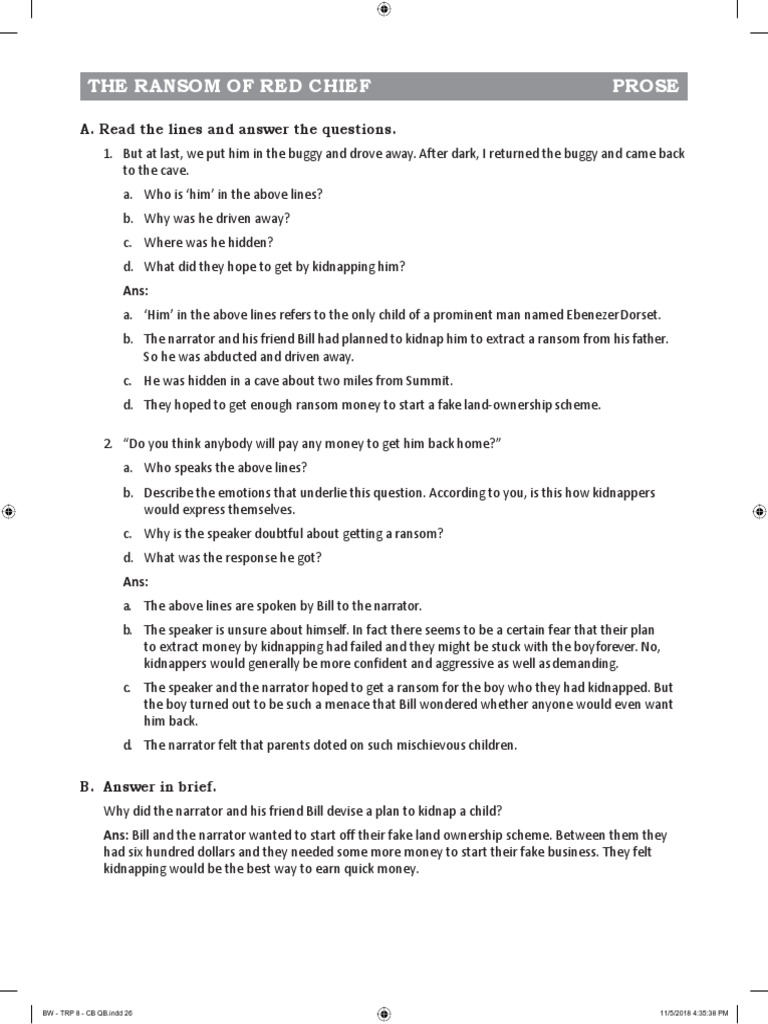 Ransom of Red Chief: Q&A for Students | PDF | Kidnapping