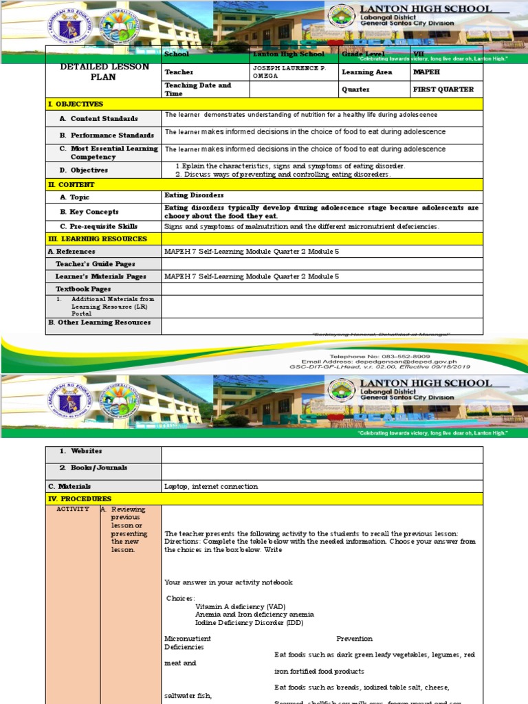 Preventing Eating Disorders: A Detailed Lesson Plan on Promoting ...