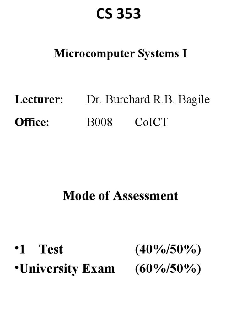 Microcomputer Systems I: Dr. Burchard R.B. Bagile B008 Coict | Download Free PDF | Binary Coded ...