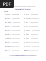 Measurement Units Worksheet | PDF