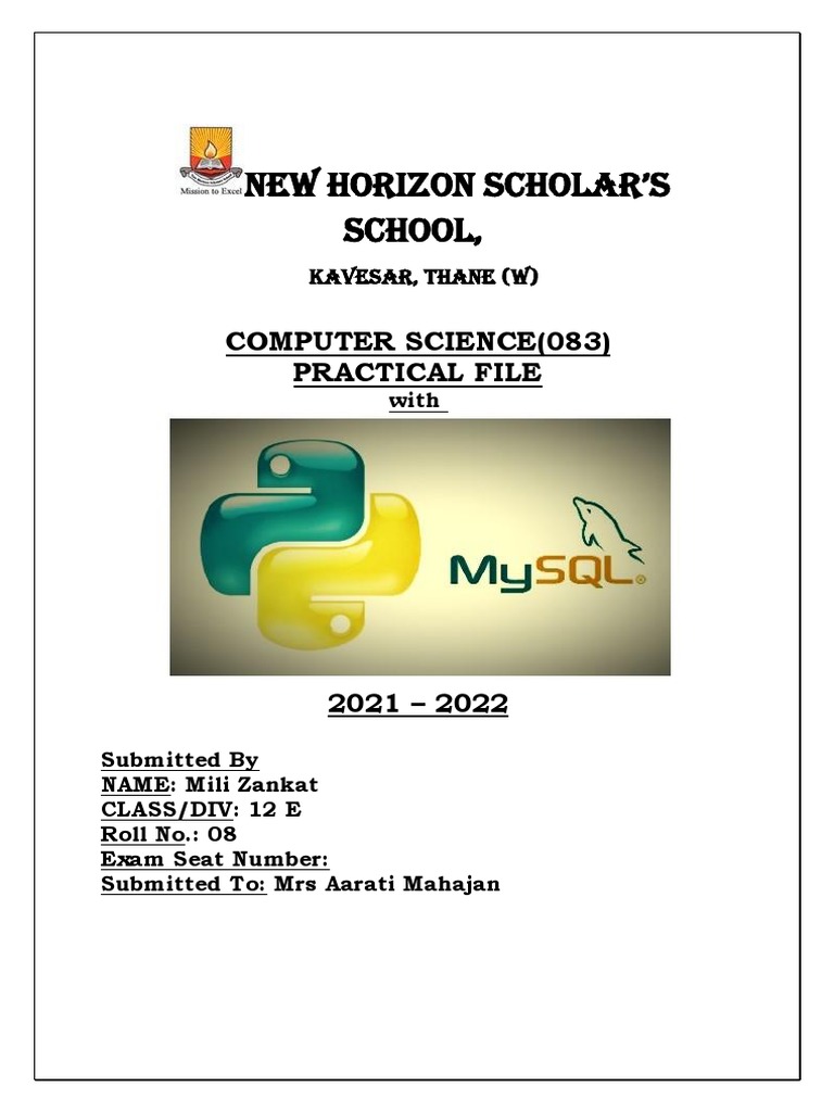 Mili 12E 8 CSpracticalproject NHSSTSTD7354 | Download Free PDF | Letter Case | My Sql