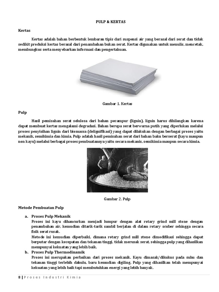 Proses Pembuatan Pulp dan Kertas | PDF | Griya & Taman | Sains & Matematika