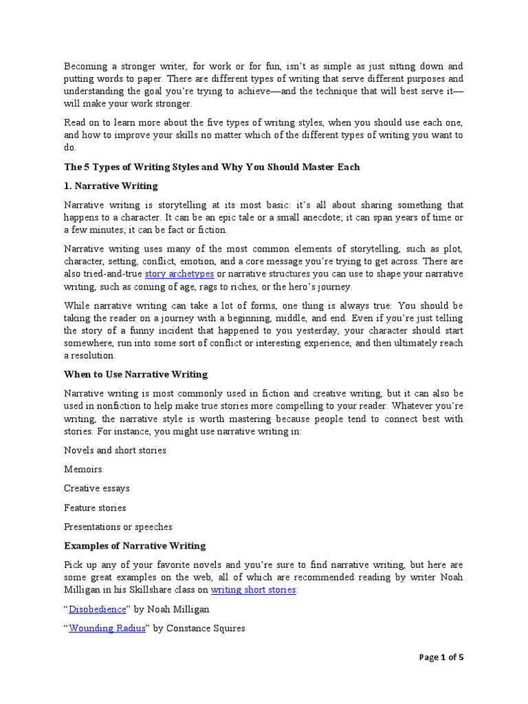 The 5 Types of Writing Styles and Why You Should Master Each 1 ...