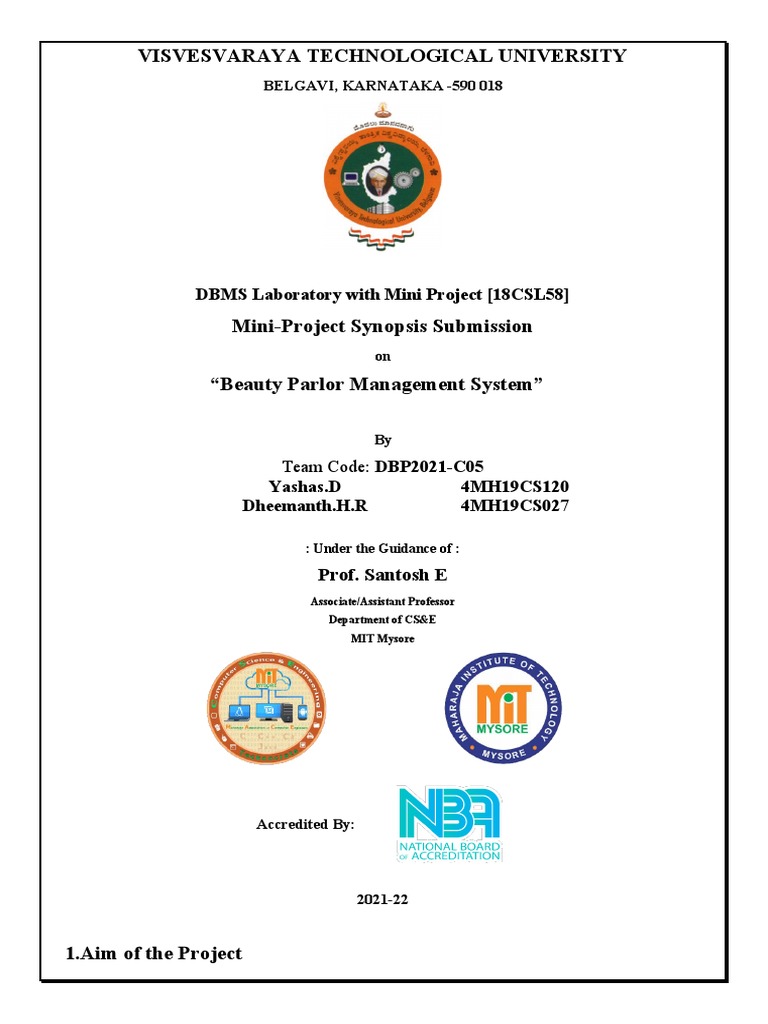 18CSL58 Project Synopsis Format | PDF