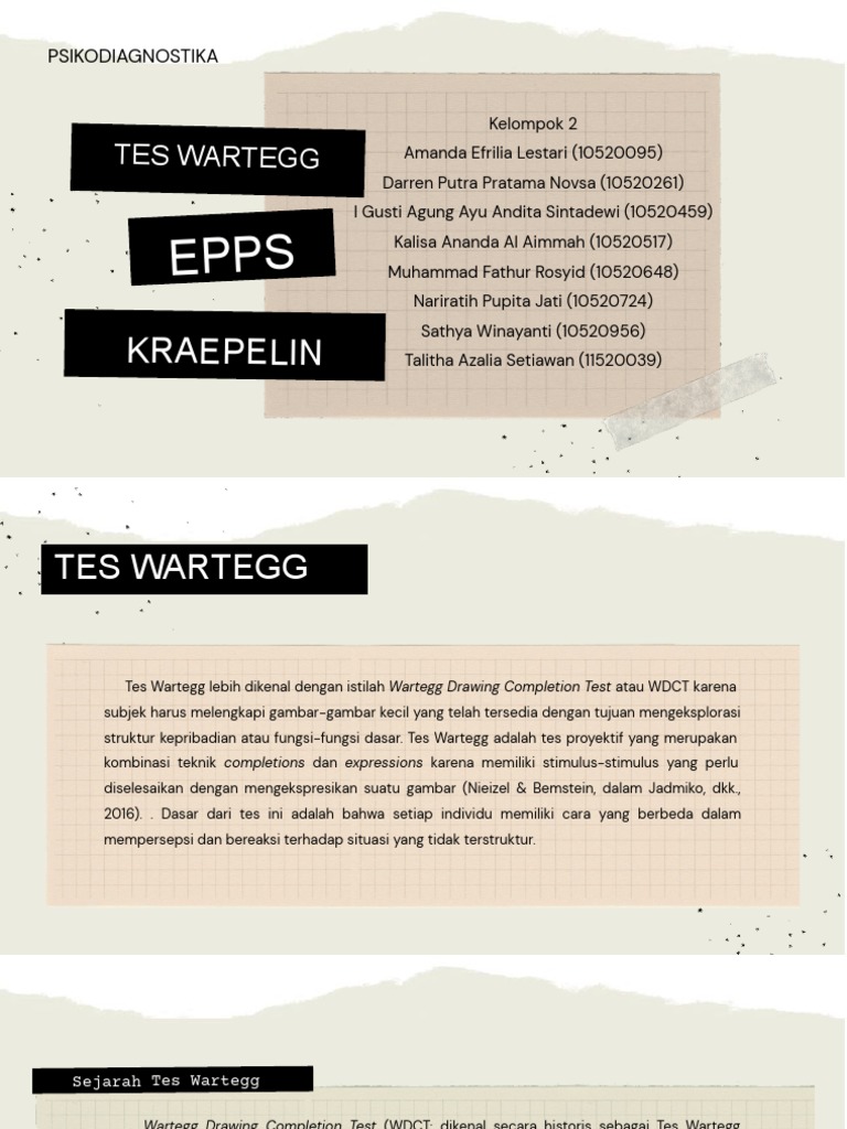 Tes Psikologi: Wartegg, EPPS, Kraepelin | PDF