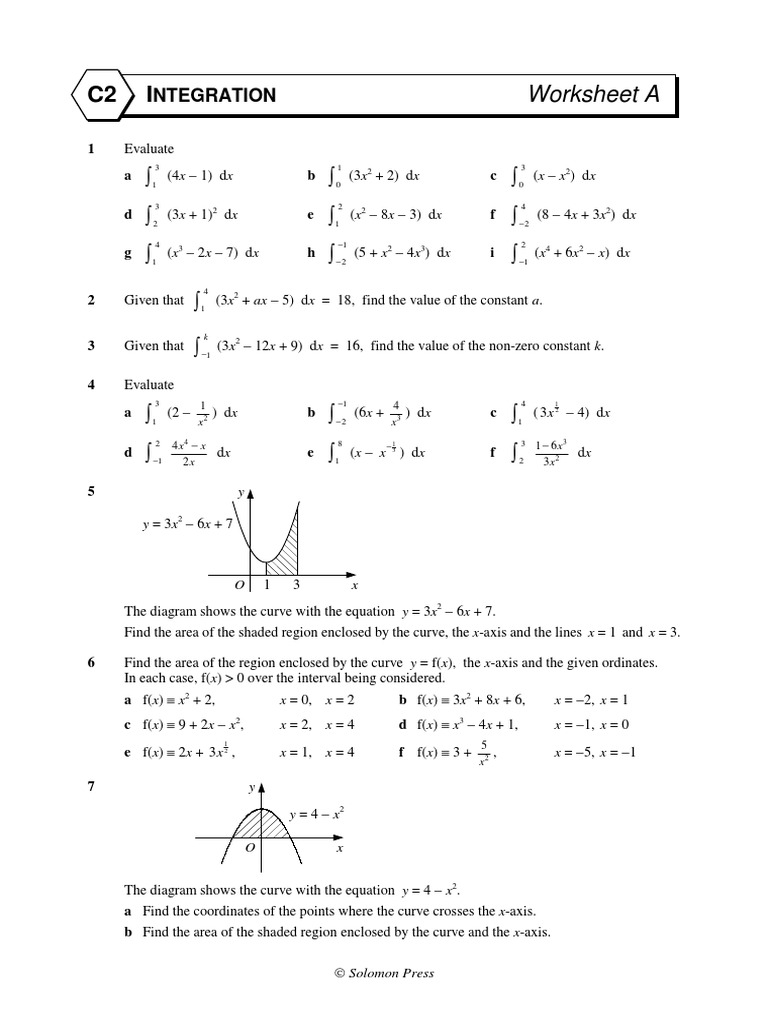 C2 Integration A Area Under Curve Questions | PDF | Cartesian ...