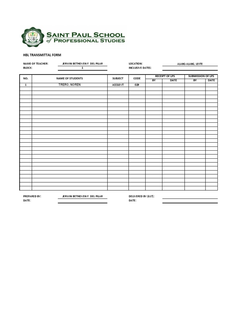 Transmittal or Delivery Receipt | PDF