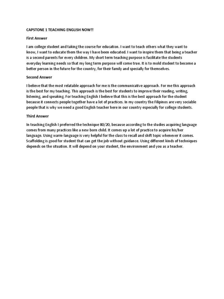 Capstone 1 Teaching English Now | PDF
