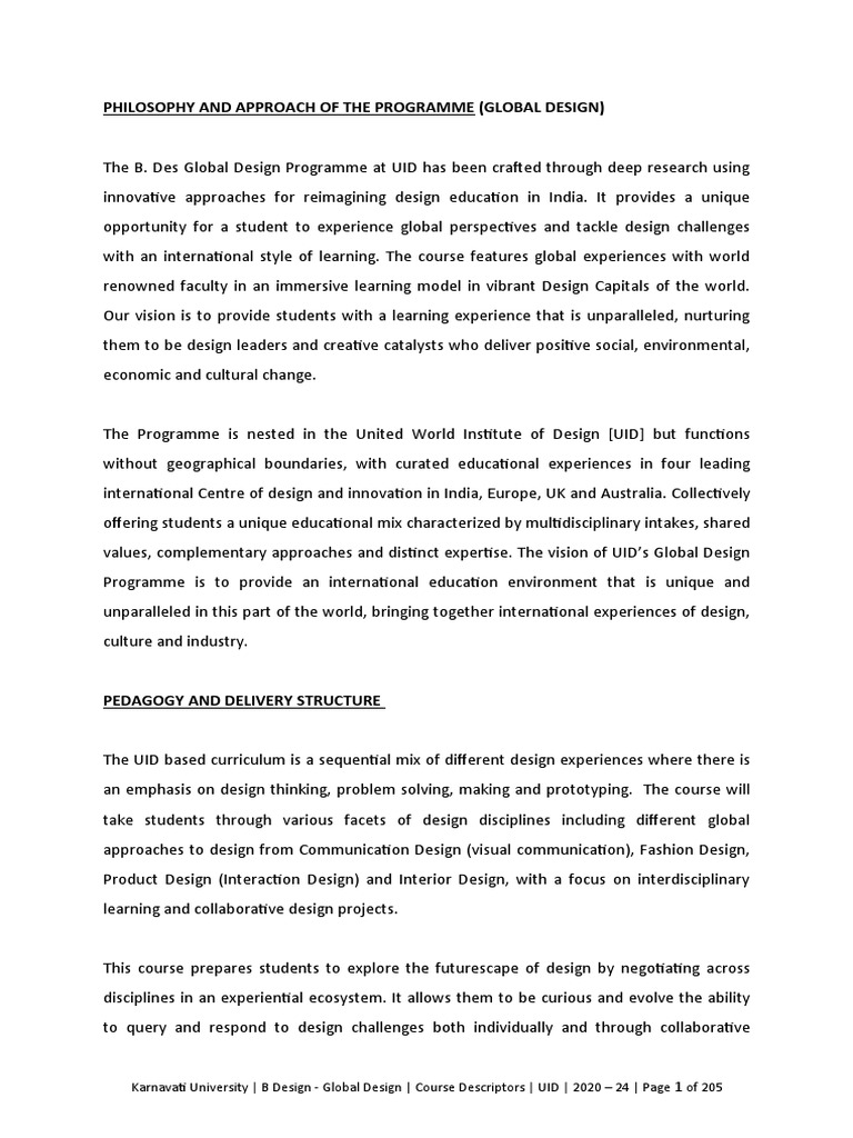 GDP - Course Descriptors | PDF | Educational Assessment | Design