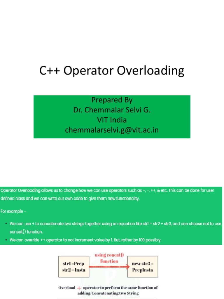 C++ Operator Overloading 2 | PDF | C++ | Class (Computer Programming) C++ Operator Overloading 2 | PDF | C++ | Class (Computer Programming)
