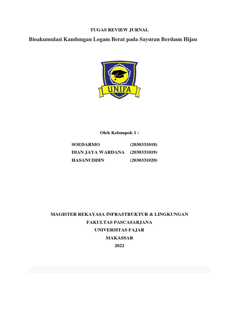 Review Jurnal - Bioakumulasi Kandungan Logam Berat Pada Sayuran Berdaun ...