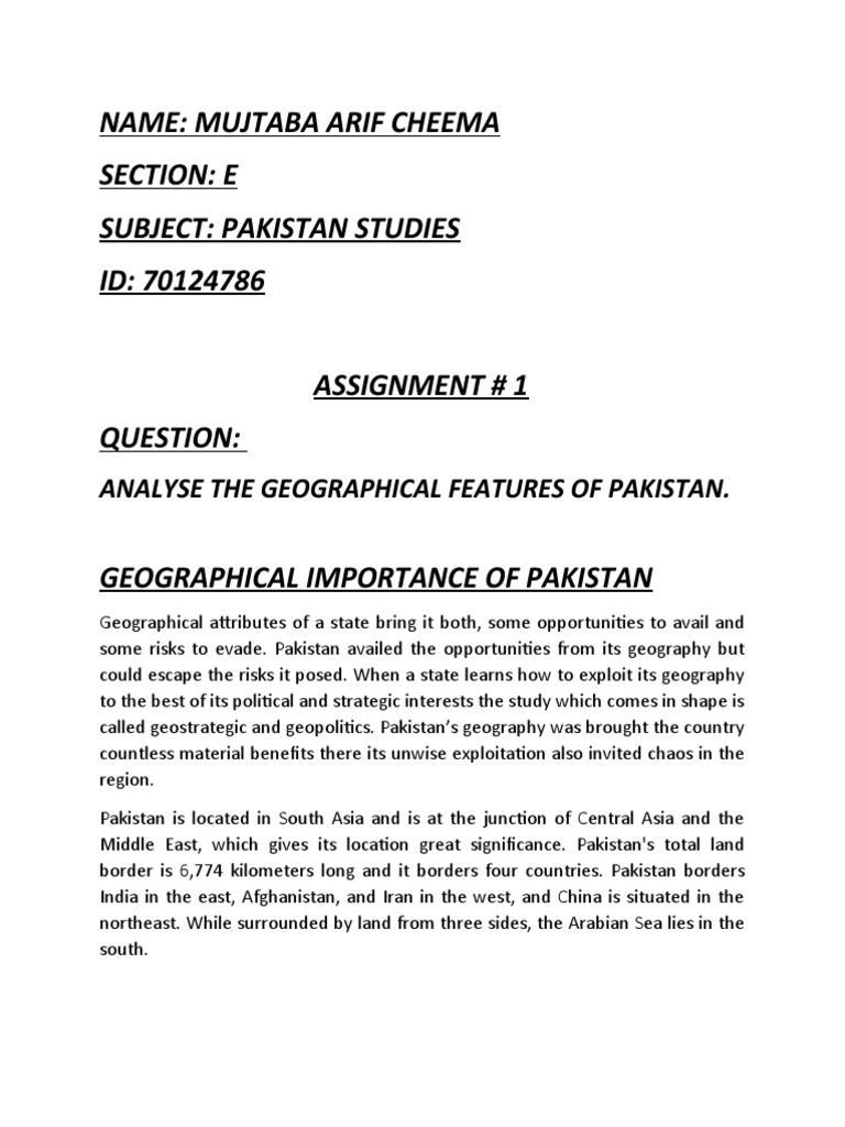 Geographical Features of Pakistan Explained | PDF | Pakistan | India ...