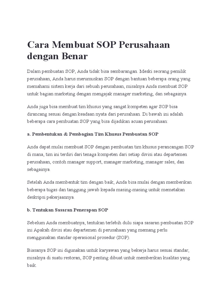 Cara Membuat SOP Perusahaan | PDF