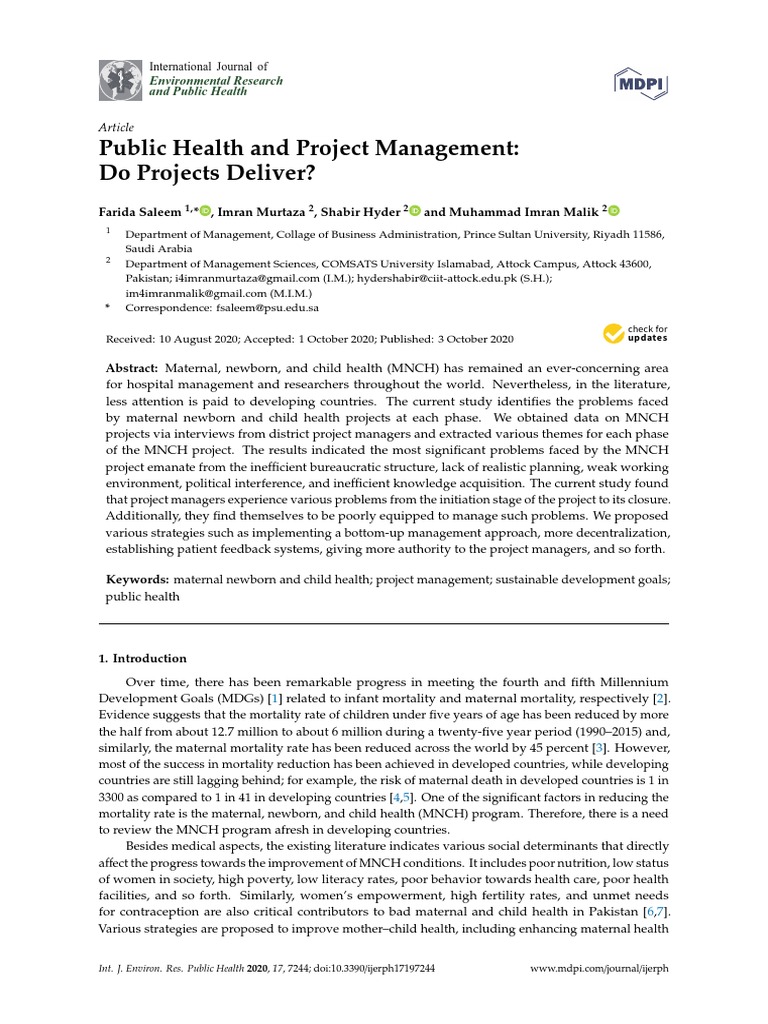 Public Health and Project Management: Do Projects Deliver? | PDF ...