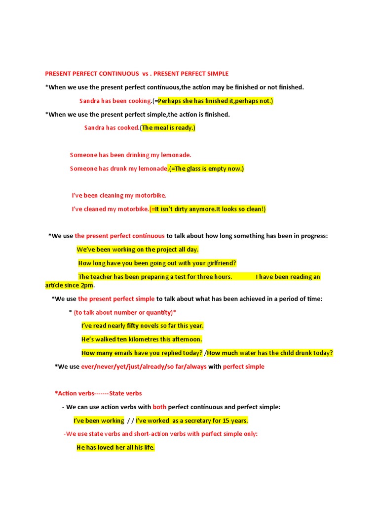 Present Perfect Simple vs Continuous | PDF | Career & Growth | Language ...
