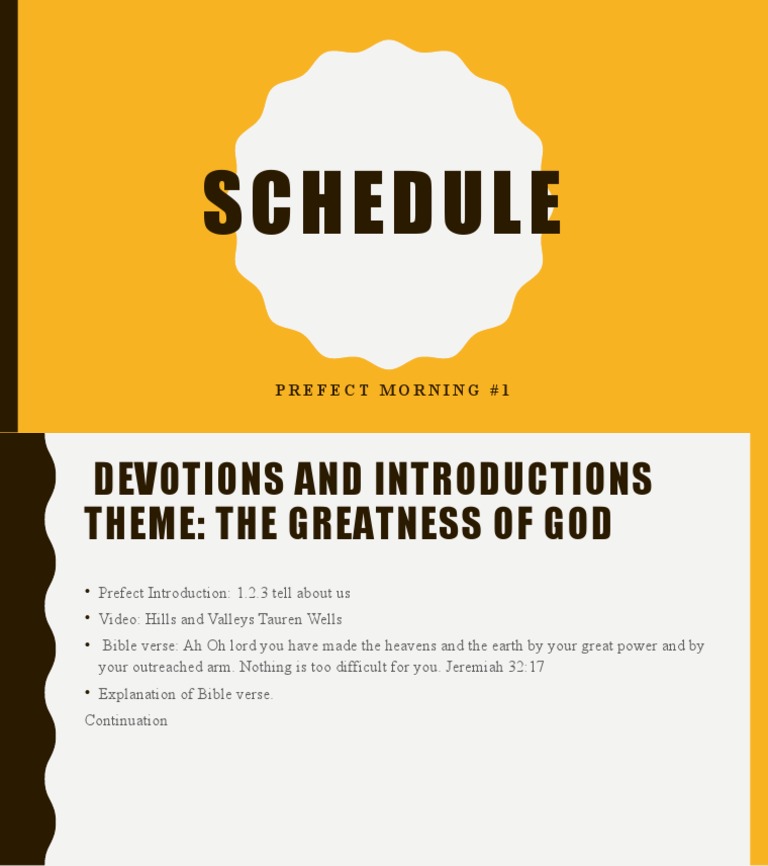 Schedule: Prefect Morning #1 | PDF