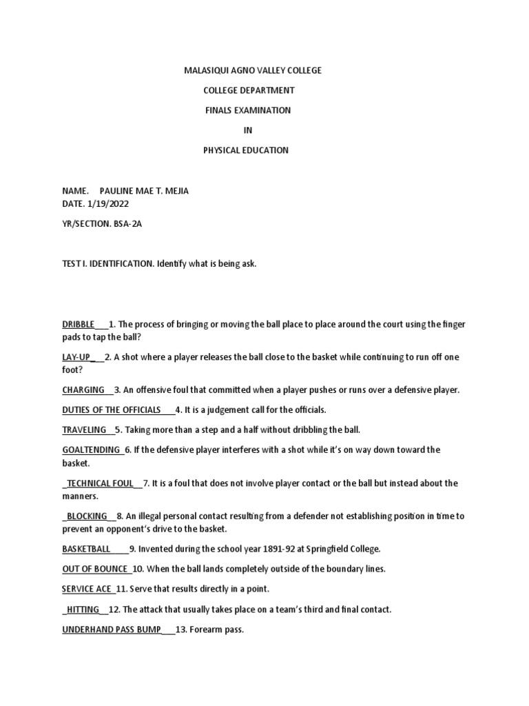 2nd Yr Finals | Download Free PDF | Volleyball | Games Of Physical Skill