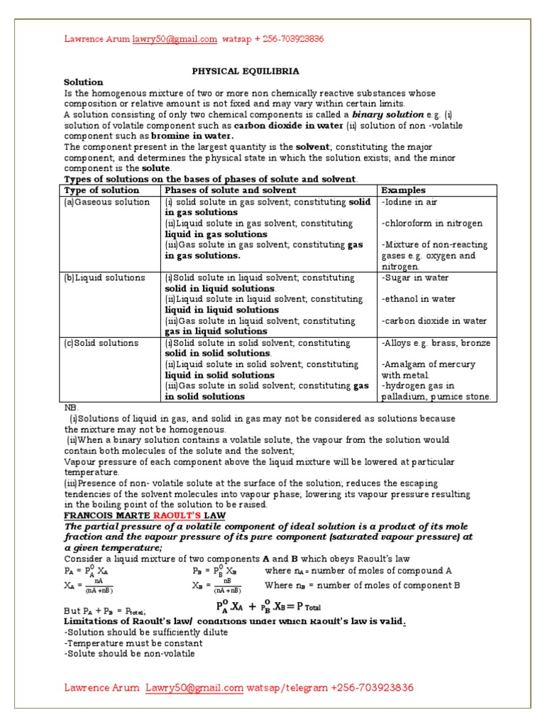 Understanding Physical Equilibria in Solutions | PDF | Distillation ...